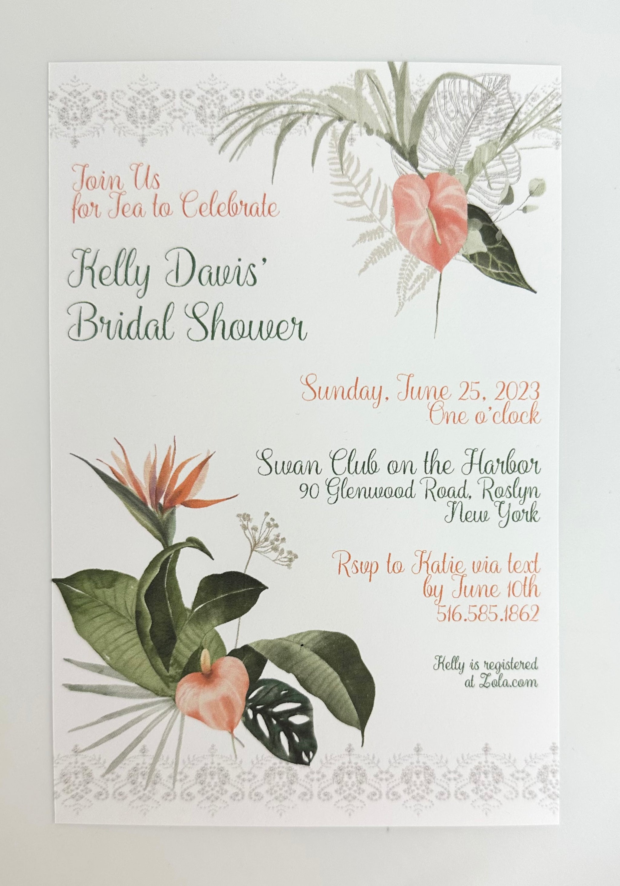 Balmy Tropics Tea Party Ensemble Invitation Menu Favor Box & Bag Place ...